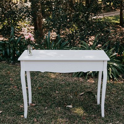 White Flower Signing Table - Maple Party and Event Hire